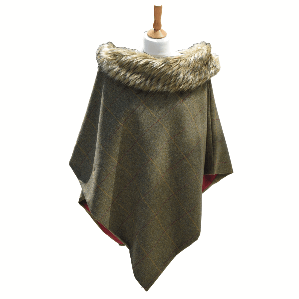 Megan Regular Faux-Fur Collar Cape by Grace and Dotty